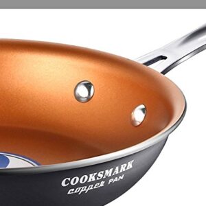 COOKSMARK Copper Pan 12-Inch Nonstick Induction Frying Pan with Lid and Cool-Touch Handle, Copper Ceramic Skillet, Saute Pan, Dishwasher Safe Oven Safe