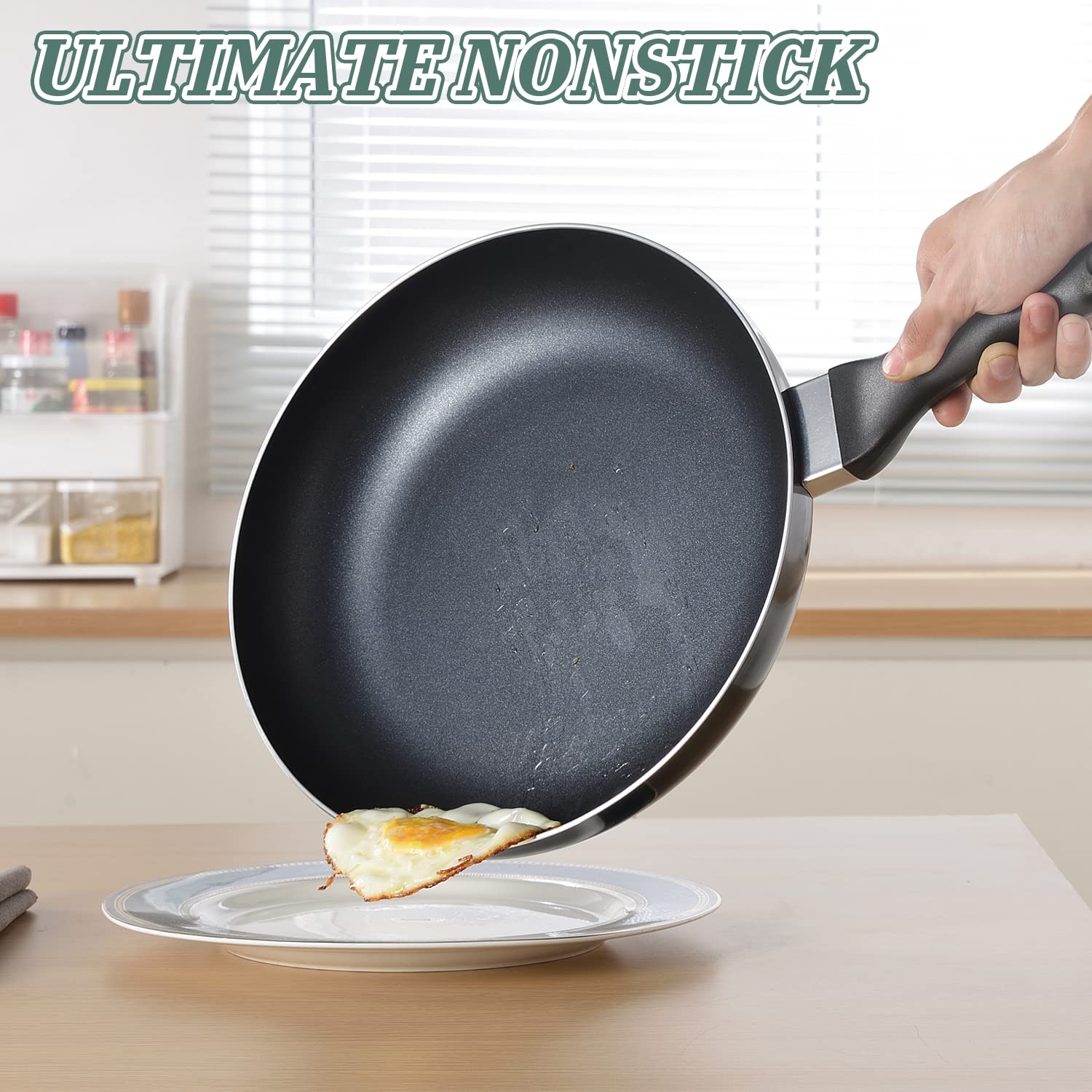 Eterish Nonstick Frying Pan Skillet 9.4 Inch - Induction Bottom - Aluminum Alloy and Scratch Resistant Body Omelette Pan- Riveted Handle, Non Stick Skillet Pan,PFOA Free