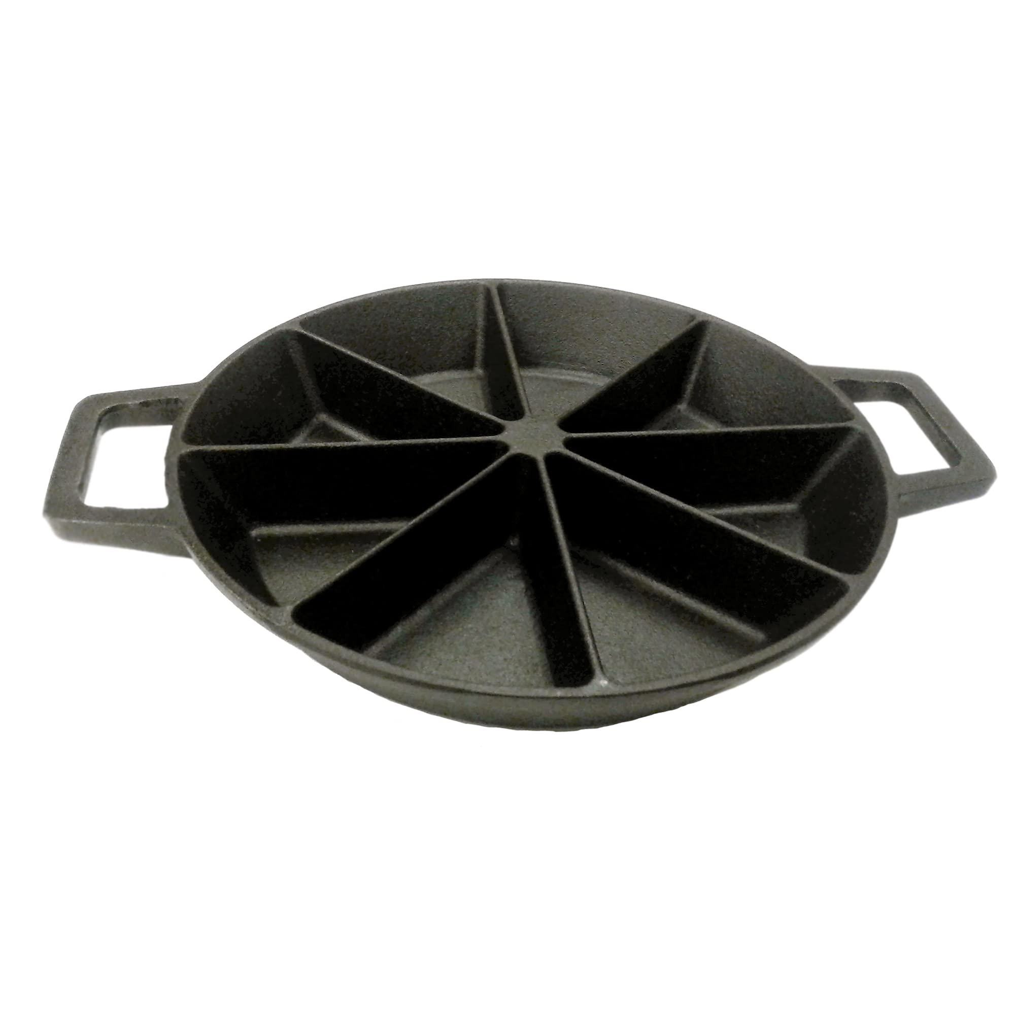 Bayou Classic 10-in Cast Iron Wedge Cornbread Skillet Features Side Loop Handles For Easy Transport Bakes 8 Wedges of Cornbread