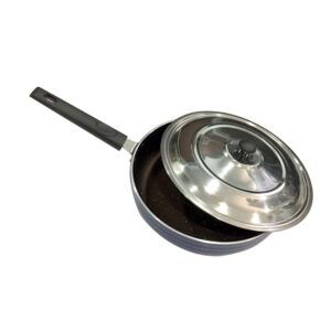 nonstick frying pan aluminum cookware deep fry pan with steel lid cooking pan frying skillet (260 mm)