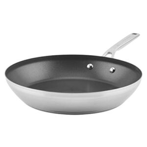 kitchenaid 3-ply base brushed stainless steel nonstick fry pan/skillet, 12 inch