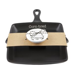 mud pie cornbread skillet and serving set, black, 8" x 8"