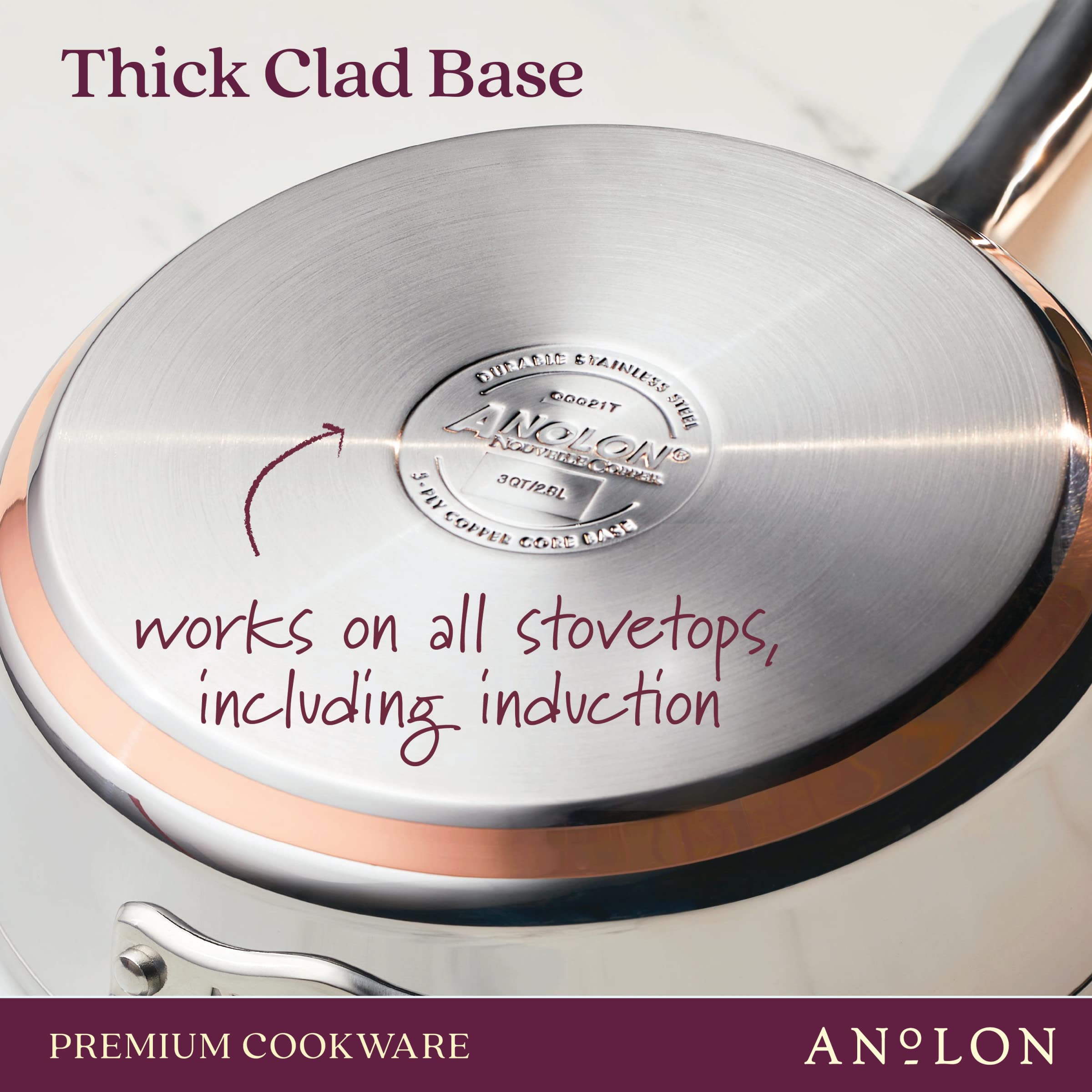 Anolon Nouvelle Copper Frying/Fry Pan/Skillet Set, 9.5 Inch Stainless Steel and 10.25 Inch Hard Anodized Nonstick