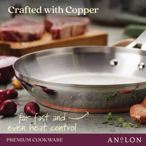 Anolon Nouvelle Copper Frying/Fry Pan/Skillet Set, 9.5 Inch Stainless Steel and 10.25 Inch Hard Anodized Nonstick