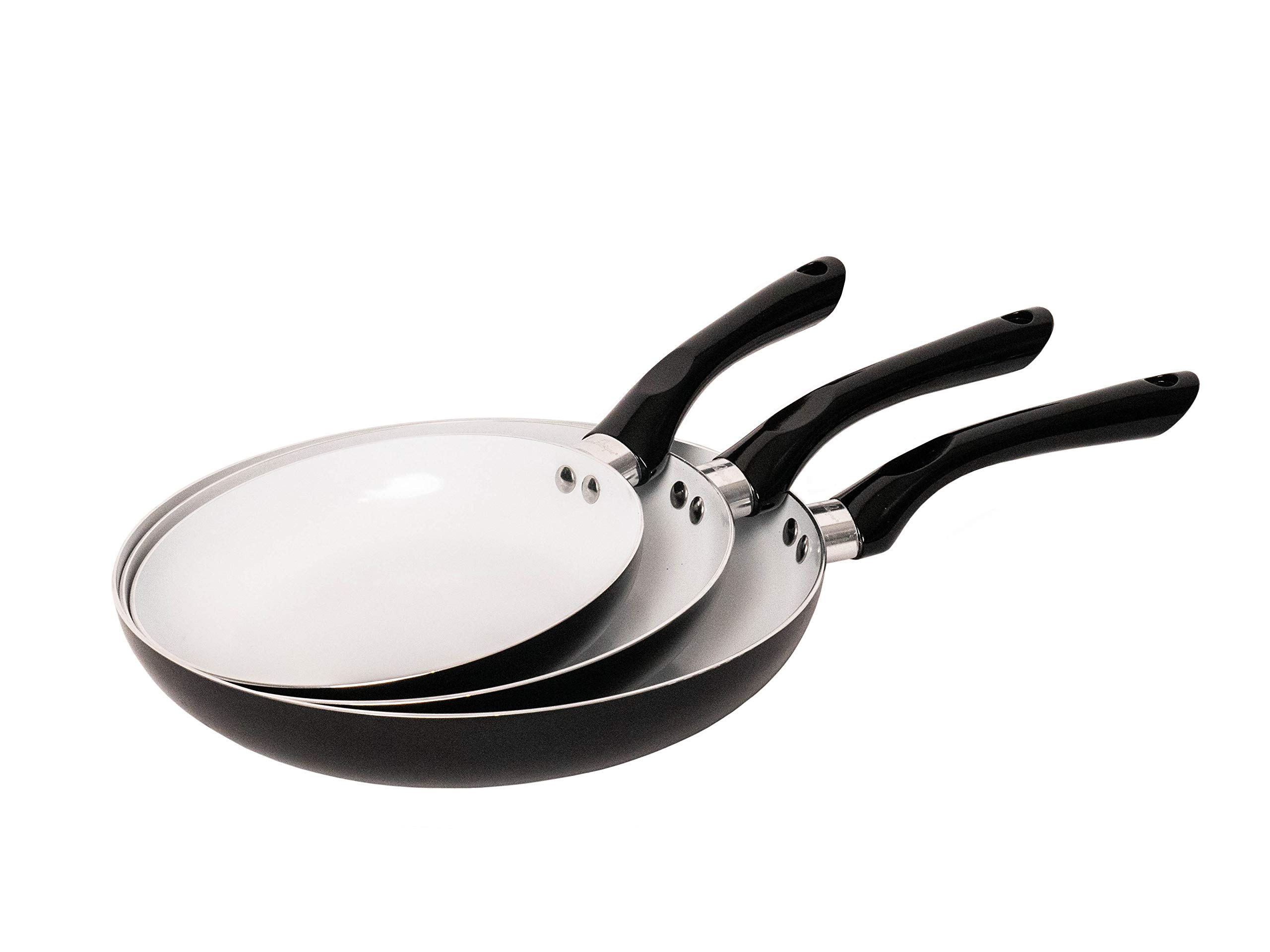 Nonstick Frying Pans Set 3 Piece (Black) Frying Pan with Lid Non Stick Pan/Skillet Bio Supreme From Jean-Patrique