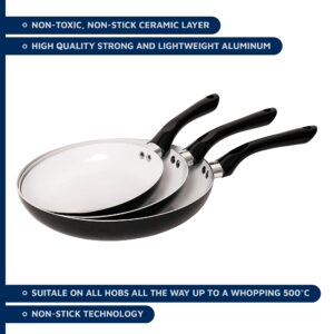 Nonstick Frying Pans Set 3 Piece (Black) Frying Pan with Lid Non Stick Pan/Skillet Bio Supreme From Jean-Patrique