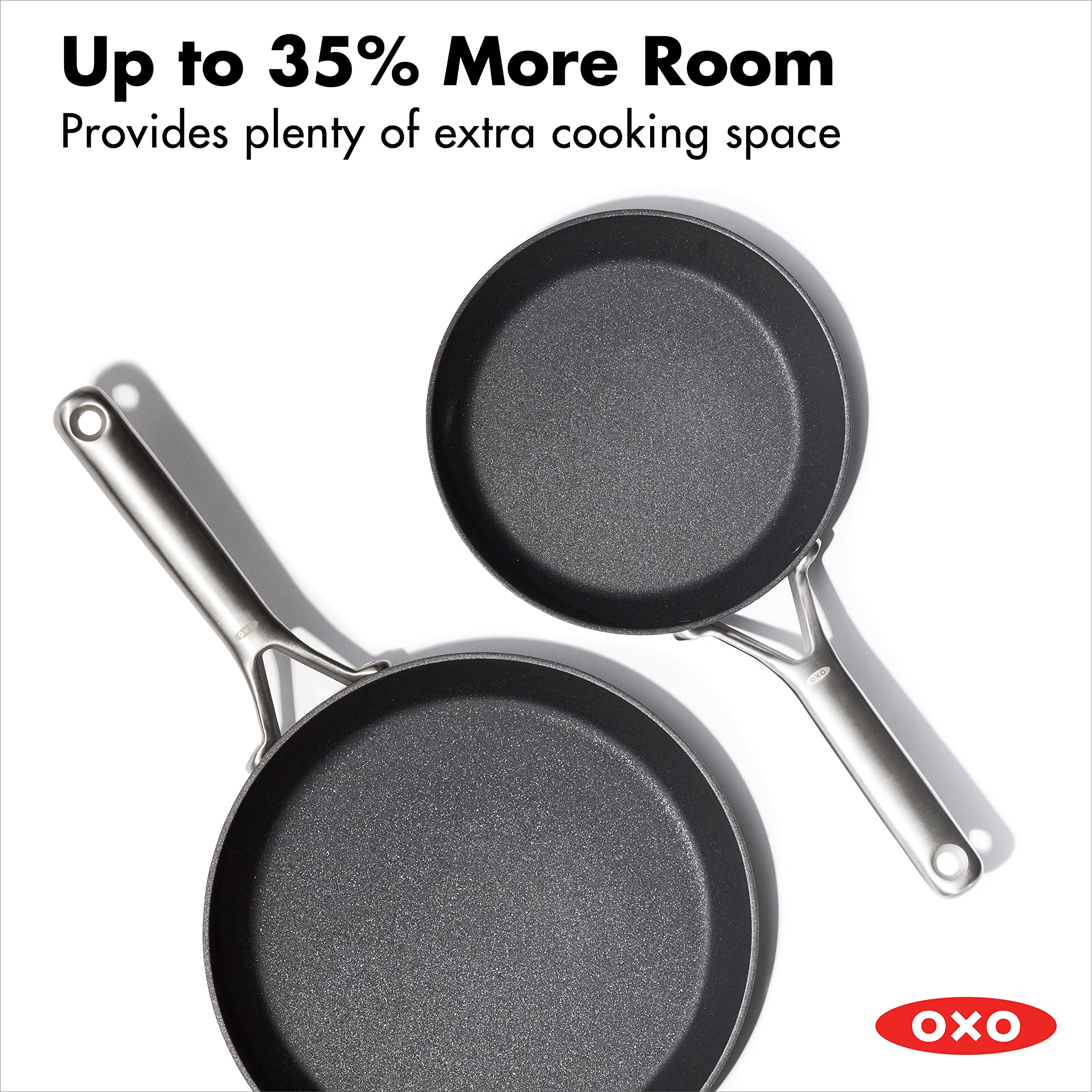 OXO Professional Hard Anodized PFAS-Free Nonstick Frying Pan and Skillet Set, Induction, Diamond reinforced Coating, Dishwasher Safe, Oven Safe