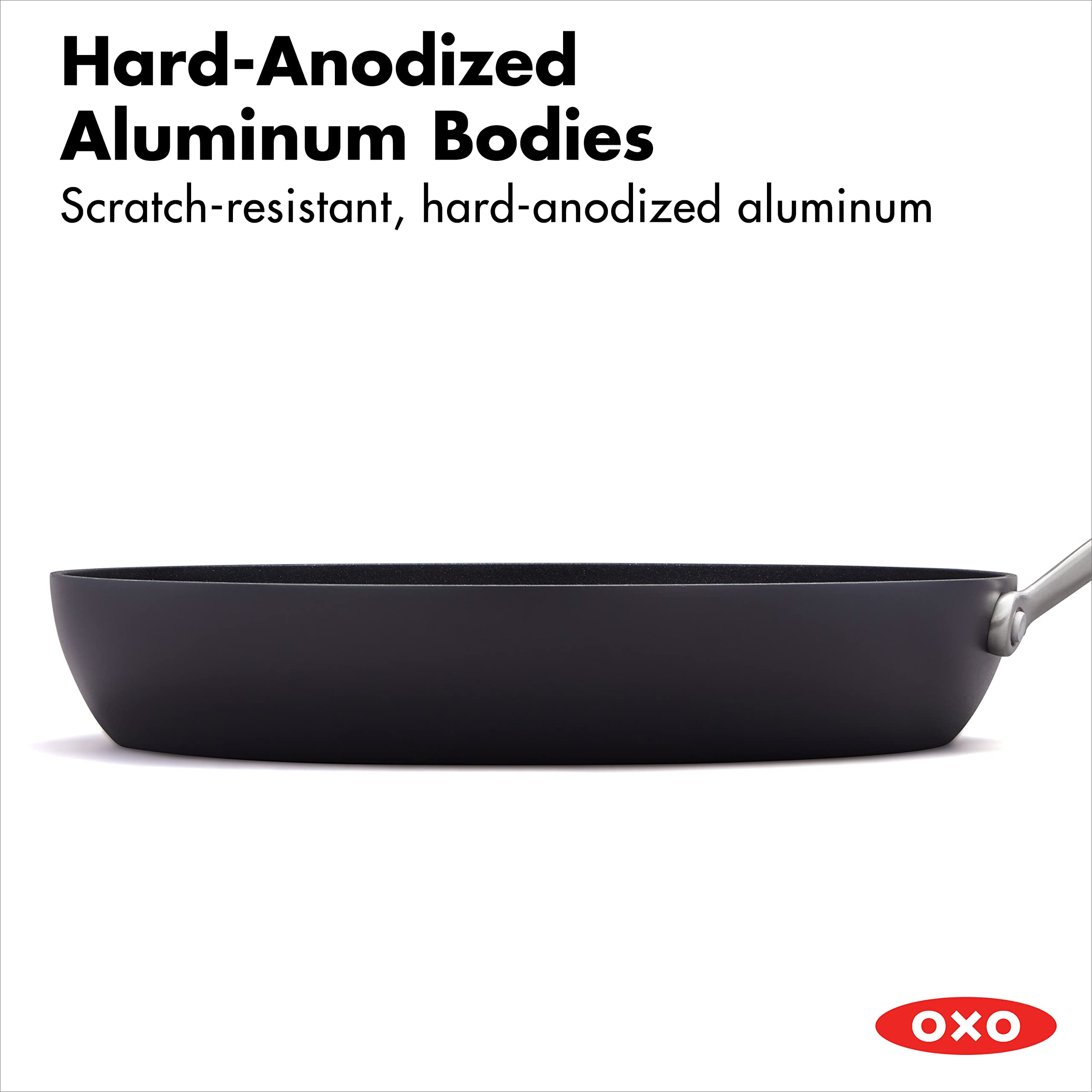 OXO Professional Hard Anodized PFAS-Free Nonstick Frying Pan and Skillet Set, Induction, Diamond reinforced Coating, Dishwasher Safe, Oven Safe