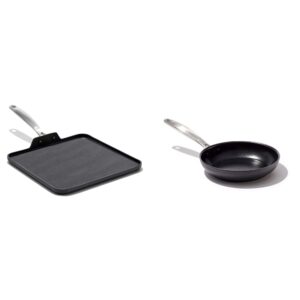 oxo good grips pro hard anodized pfoa-free nonstick 11" griddle pan, black & good grips pro hard anodized pfoa-free nonstick 8" frying pan skillet, black