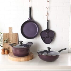 purplechef 10.5" "Perfect Pan Nonstick Frying Pan Omelet Skillet Cookware. INDUCTION COMPATIBLE