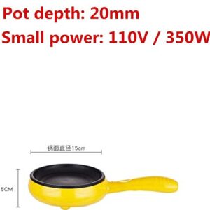 BULUSHI Cuisine 6-Inch Non-Stick Electric Skillet, Yellow Mini frying pan