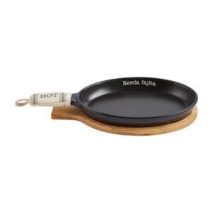 mud pie circa fajita skillet set, black, 13 1/2" x 7" dia