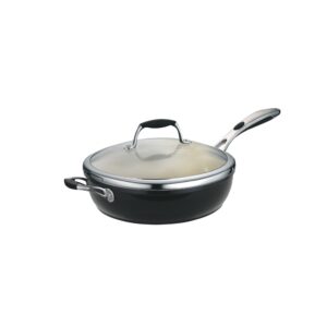 tramontina deluxe covered deep skillet aluminum 11-inch, metallic black, 80110/021ds