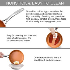 Sanalaiv 8 Inch Frying Pan Nonstick, Omelette Pan with Ceramic Coating, Induction Compatible, PFOA Free, Small Nonstick Pan Skillet, Egg Pan, Saute Pan