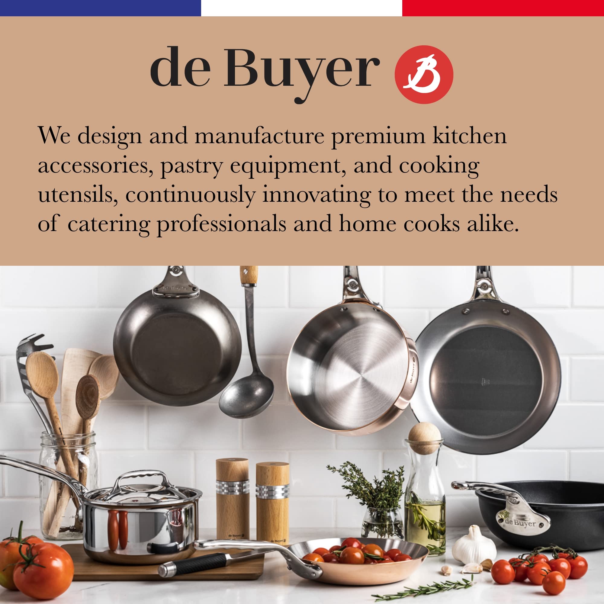 De Buyer CHOC Nonstick Fry Pan - 8” - Yellow Handle for Vegetables - 5-Layer PTFE Coating - Warp & Scratch Resistant - Made in France