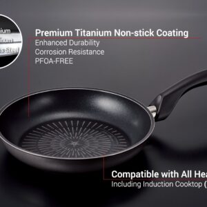 Happycall Induction Titanium Nonstick Frying Pan, Grey, PFOA-free, Skillet, Dishwasher Safe (9inch)