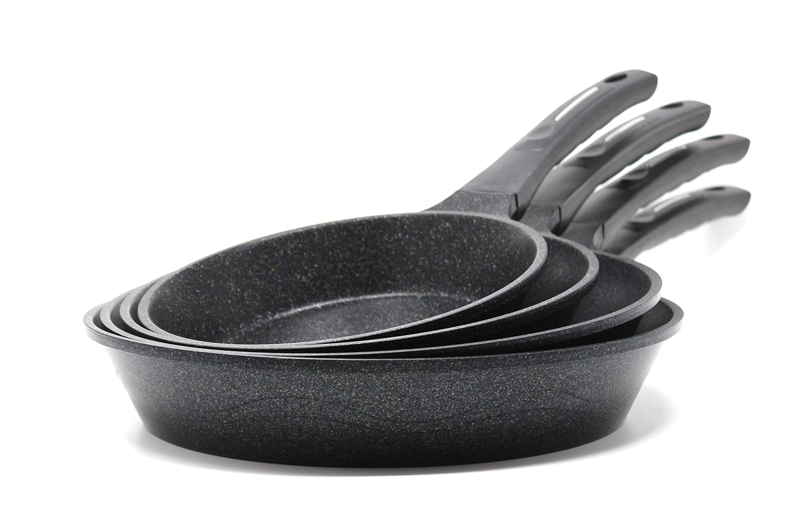 Concord 4 Pc Marble Coated Nonstick Cast Aluminum Fry Pan Skillet Set 4 Sizes. Induction Compatible. Made in Korea