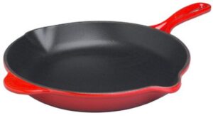 le creuset enameled cast-iron 10-1/4-inch skillet with iron handle, cherry