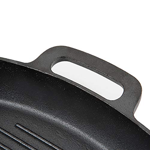 PR PeakRous Cast Iron Grill Pan Skillet Square for Stove Top and Oven with Two Silicone Handles 10 inch