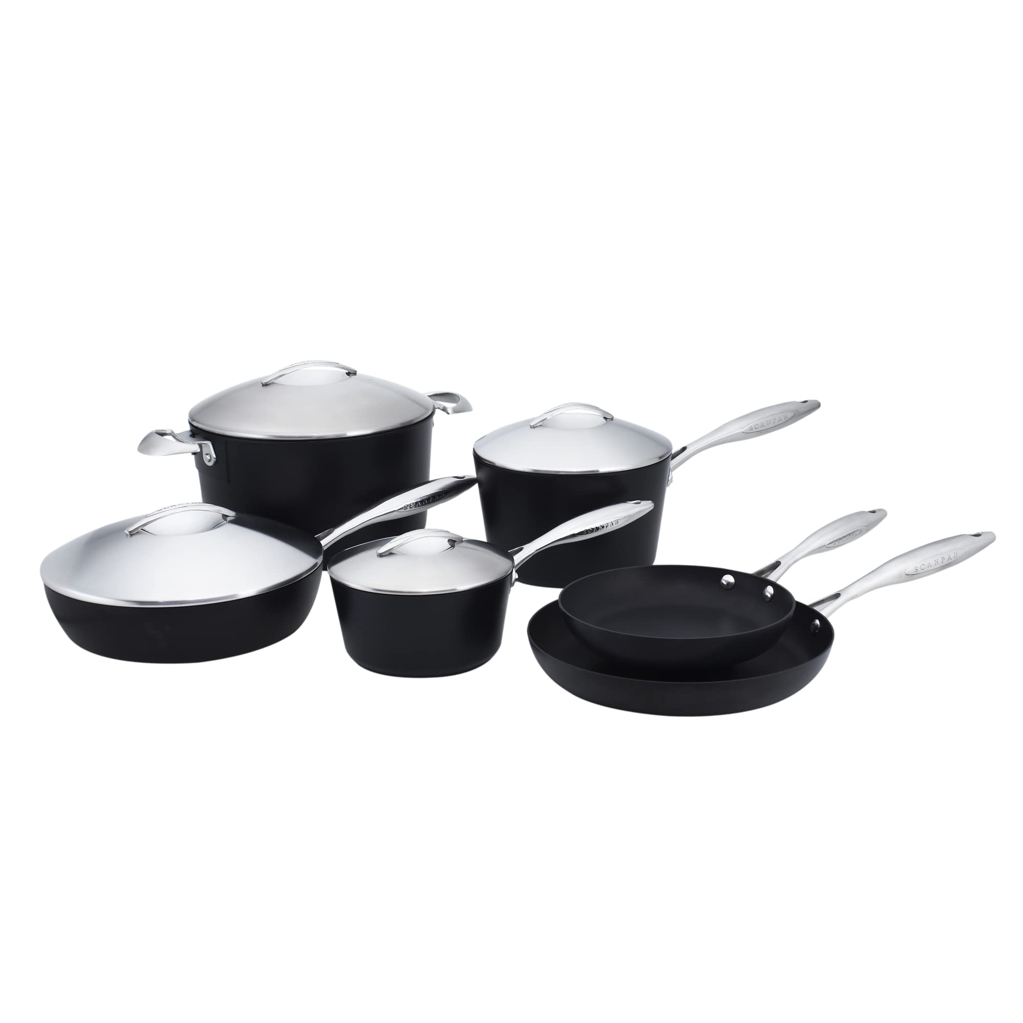 SCANPAN Professional 10-Piece Cookware Set - Easy-to-Use Nonstick - Dishwasher, Metal Utensil & Oven Safe - Made in Denmark