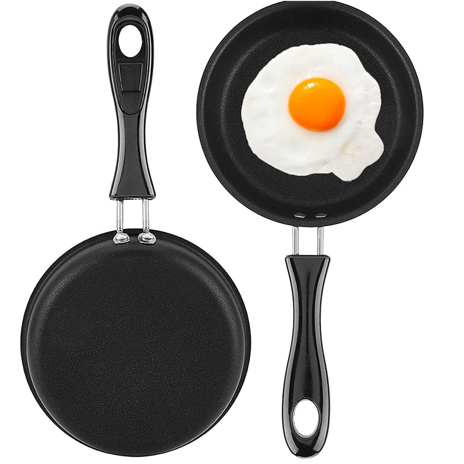 YEmirth Mini Pan for One Egg, 4.7" 12cm Mini Egg Frying Pan with Handle Heat Resistant Non Stick Pot, Portable Camping Cooking Omelet Pan for Gas Stove Induction Hob