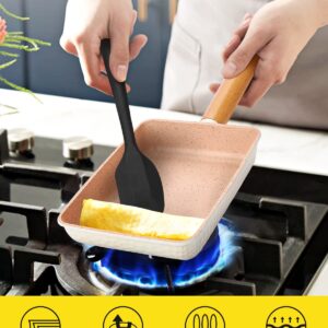 BUNDLEPRO Japanese Omelette Pan, Non Stick Tamagoyaki Eggs Frying Pan, Square Granite Cookware set, 7.1''Small Induction Skillet with Silicone Spatulas for Breakfast