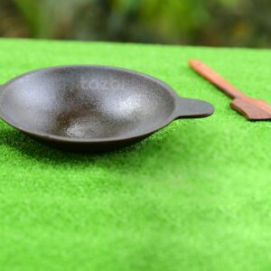 TAZBI Cast Iron Appa Chatti/Appam Pan/Appam Patra/kallu (Ready to Use- Hand Seasoned by Village Ladies Using Oil)- Black