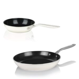 valencera by techef, ceramic nonstick frying pan skillet set, nontoxic - nontoxic - free of pfas, pfoa, ptfe (frying pan/skillet set, 8" and 12")