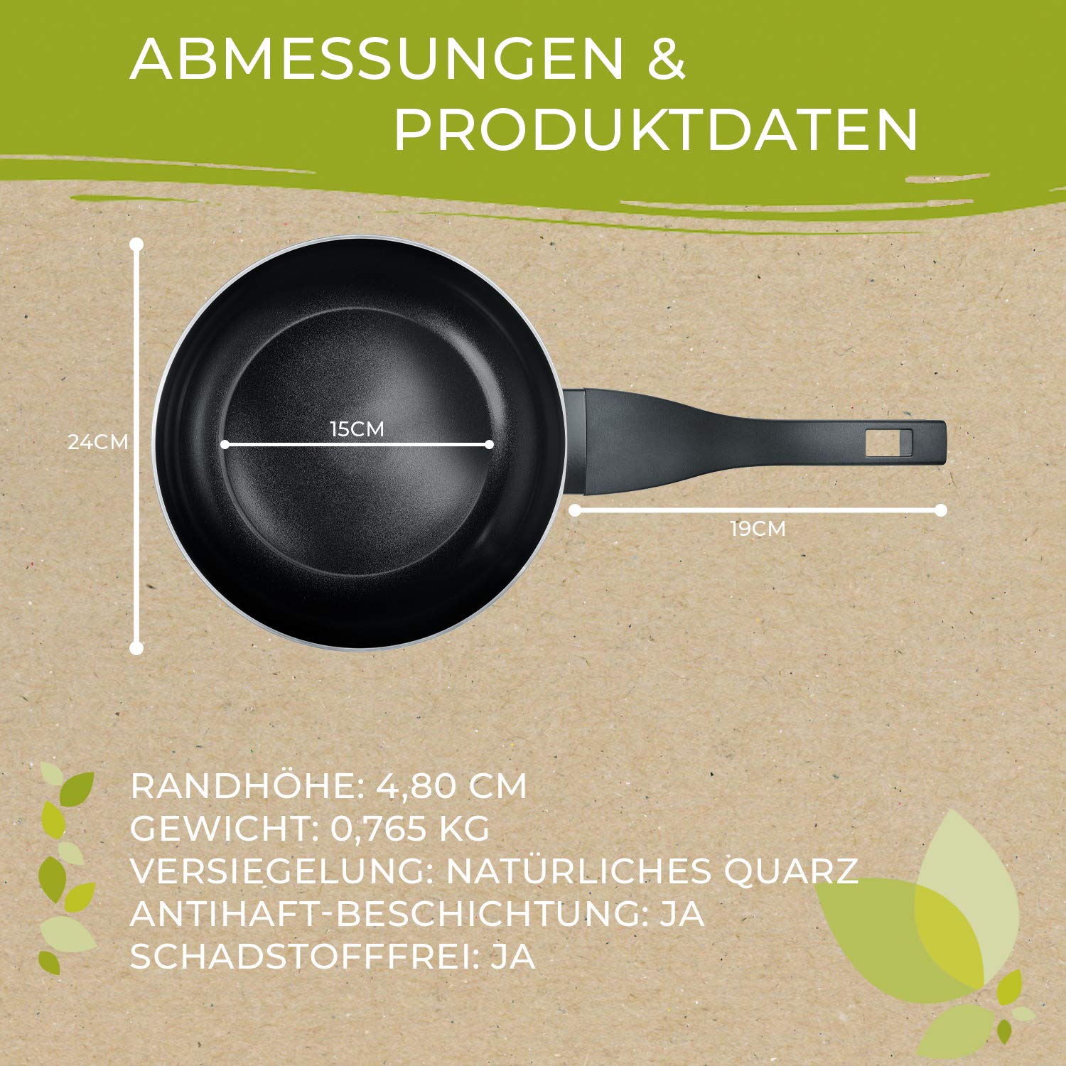 Berndes 24 cm, b.Green Aluminium Induction Frying pan Made from 100% Recycled Beverage cans, 24cm, Black