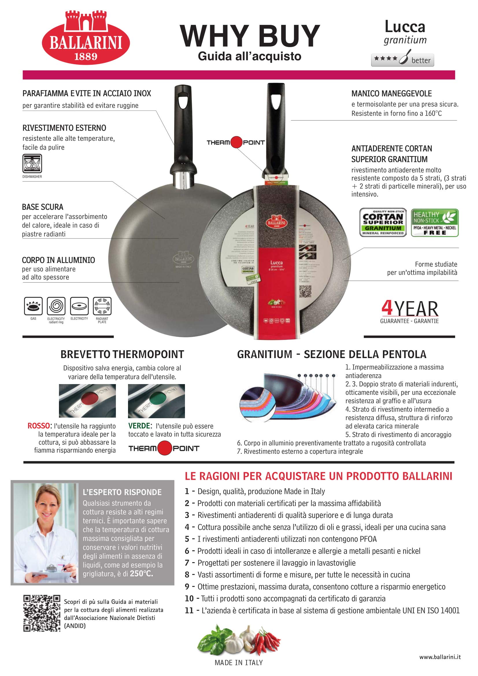 Ballarini 6L51A0,24 Lucca Frying PaN Flat 24 CM