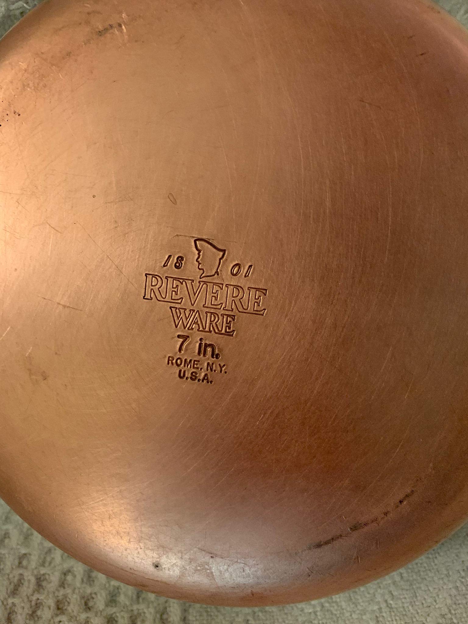 Vtg SS Revere Ware Copper Bottom 7inch Skillet