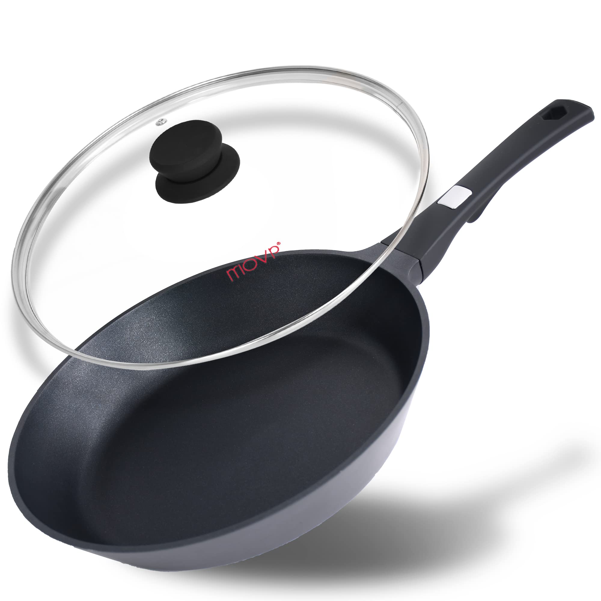 Frying Pan Nonstick Skillet Cookware: Skillet 12-inch Nonstick with Lid Stainless - Non Stick Cooking Frying Pan Induction Compatible - Handle Cool PFOA-Free for Home Camping Kitchen Party Outdoor