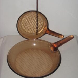 2 Corning Visions Vision Ware / Visionware Amber 7 inch & 10 inch Frying Pan / Skillet Set