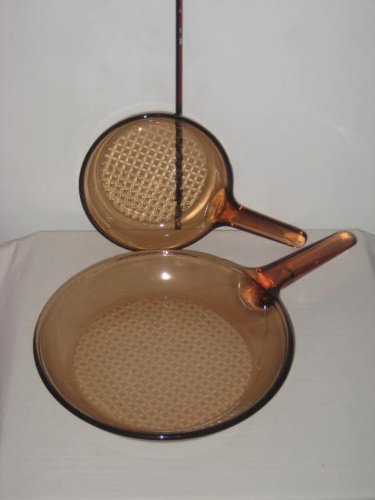 2 Corning Visions Vision Ware / Visionware Amber 7 inch & 10 inch Frying Pan / Skillet Set