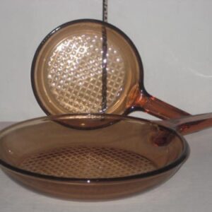 2 Corning Visions Vision Ware / Visionware Amber 7 inch & 10 inch Frying Pan / Skillet Set