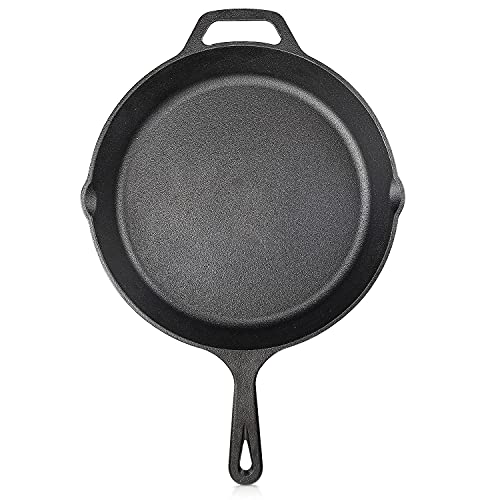 Navaris Cast Iron Skillet - 10 inch Cast Iron Pan - Seasoned Cookware for Frying, Cooking, Oven, Stove Top, Camping