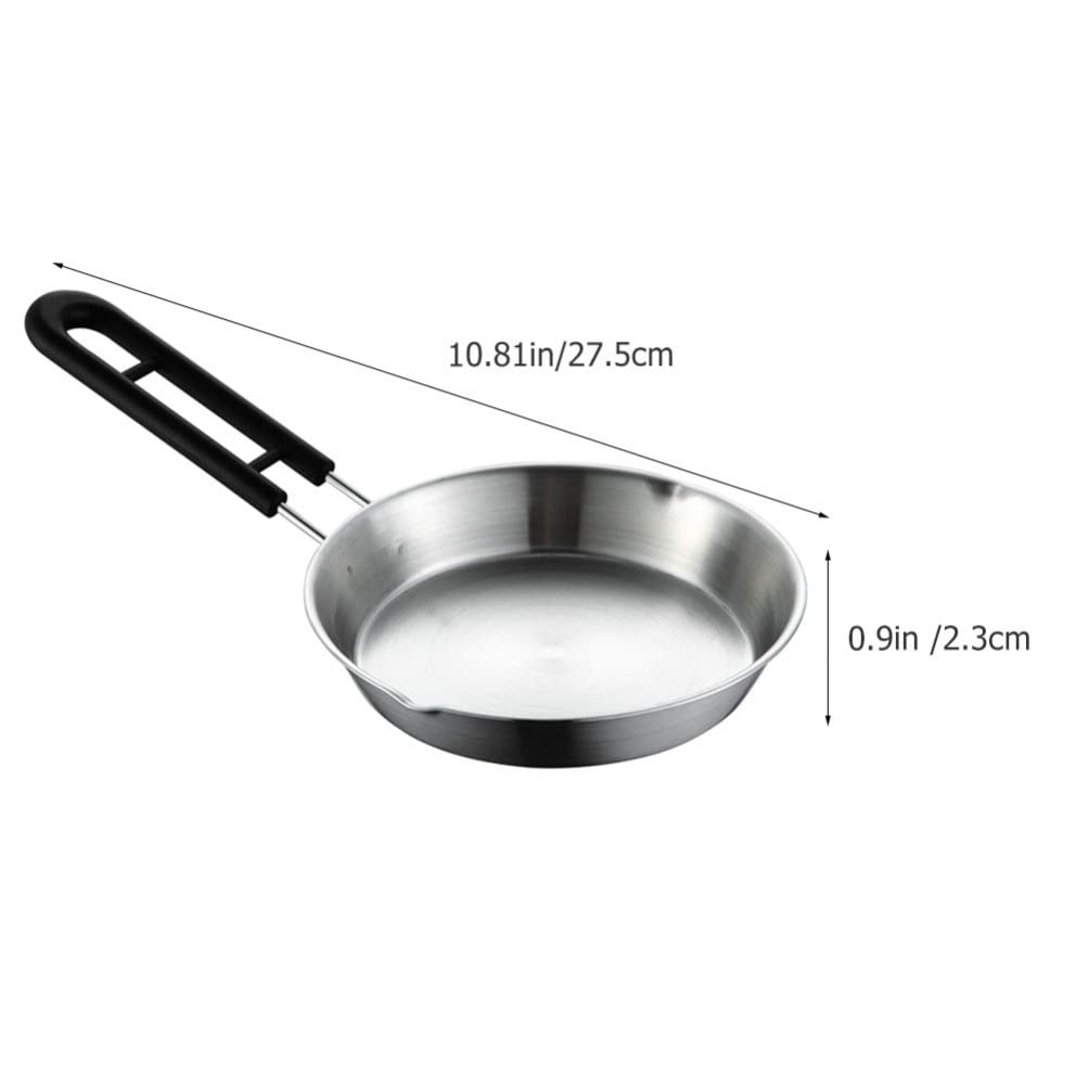 BESTonZON Mini Fry Pan Stainless Steel Small Frying Pan Egg Pan Cooking Skillet Cookware with Drip Spouts for Egg Scrambles Appetizers Desserts 12cm