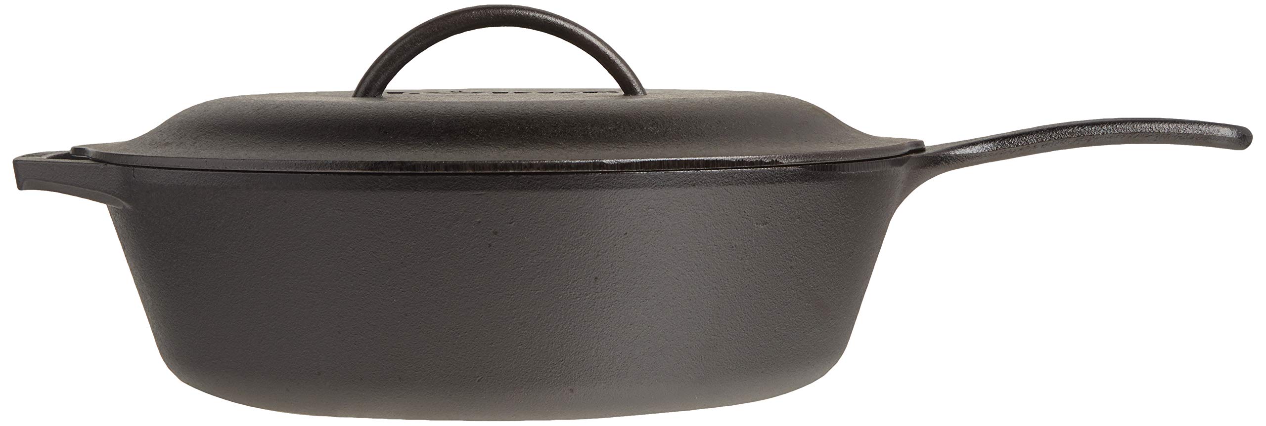 Lodge L10CF3 Cast Iron Covered Deep Skillet, Pre-Seasoned, 5-Quart & 10FB2 Deep Fry Basket, 10.25-inch