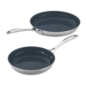 zwilling clad cfx 2-pc stainless steel ceramic nonstick 8-in & 10-in fry pan set