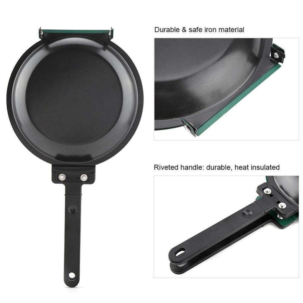 Zerodis Baking Pan, Folding Frying Pan Steel Double-Sided Flip Frying Pan Non-Stick Pancake Maker for Gas Stove, Induction Cooker