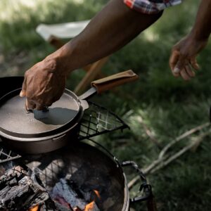 Barebones 10 Inch Cast Iron Skillet - Black Flat Enameled Cast Iron Skillet with Lid, Frying Pan