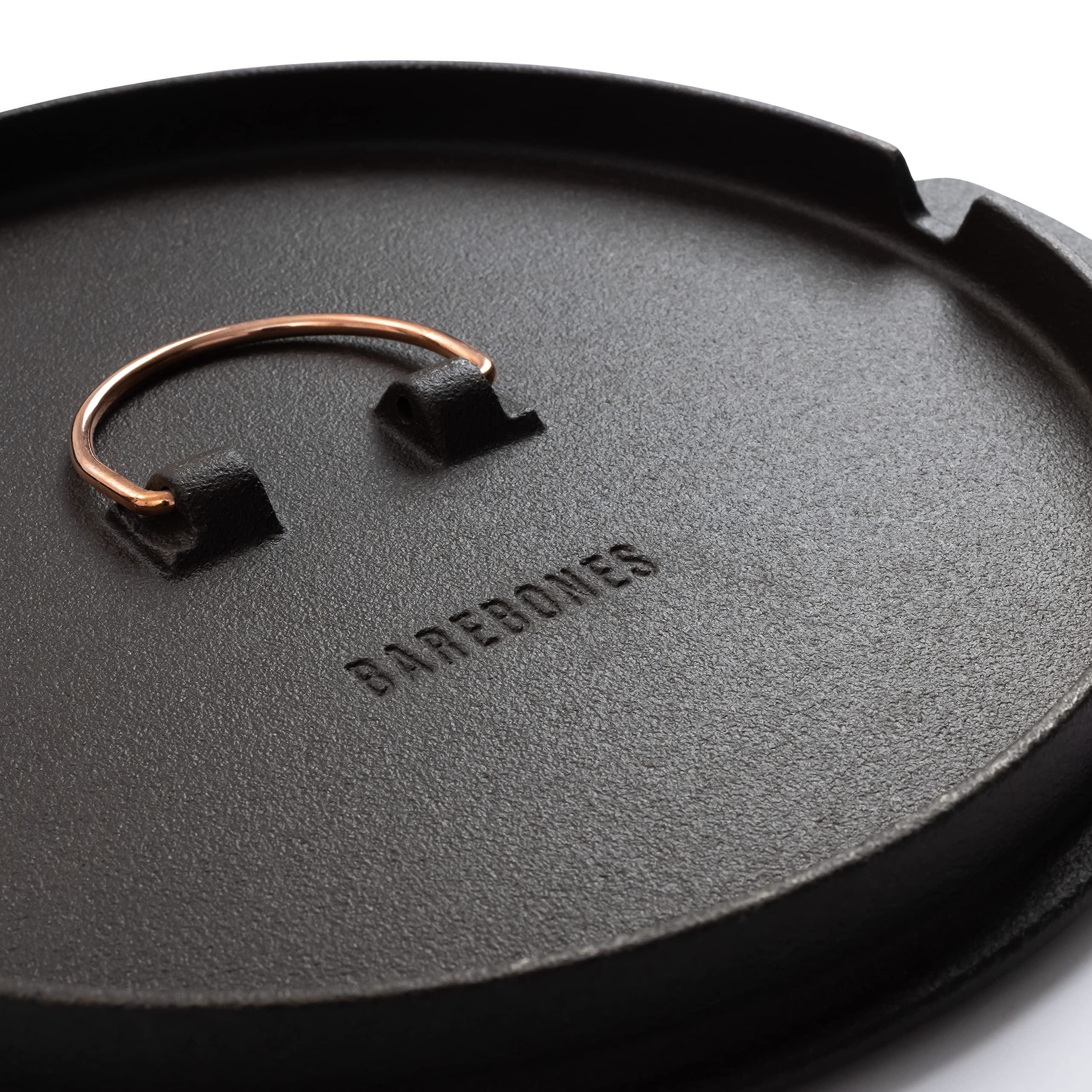 Barebones 10 Inch Cast Iron Skillet - Black Flat Enameled Cast Iron Skillet with Lid, Frying Pan