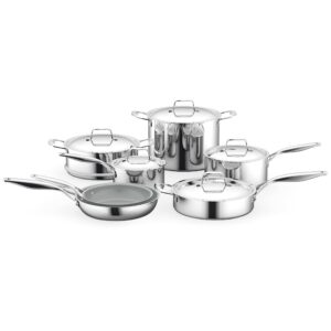 nutrichefkitchen kitchenware pots & pans set-12-piece set clad kitchen cookware w/steel handles,fry pan interior coated w/prestige ceramic non-stick coating,stylish kitchen cookware,one size,ncssx45