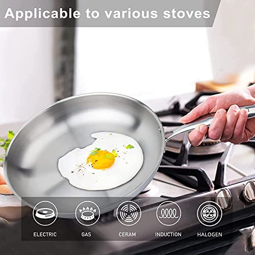 imarku Stainless Steel Pan, 12 inch Frying Pan, 3 Ply Stainless Steel Frying pan, Fry pan, Stainless Steel Skillet, Cooking Pan - Oven Safe Skillet