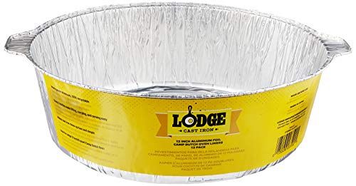 Lodge A12F12 12-Inch Aluminum Foil Dutch Oven Liners, 12-Pack, Silver