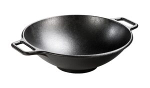 lodge bold 14 inch seasoned cast iron wok; design-forward cookware