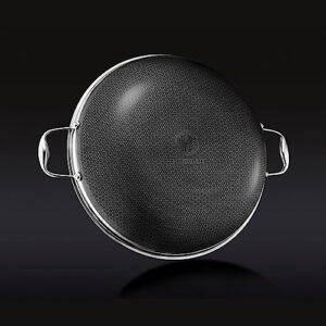 HexClad Hybrid Nonstick 14 Inch Wok with Steel Lid, Dishwasher and Oven Safe, Induction Ready, Compatible with All Cooktops