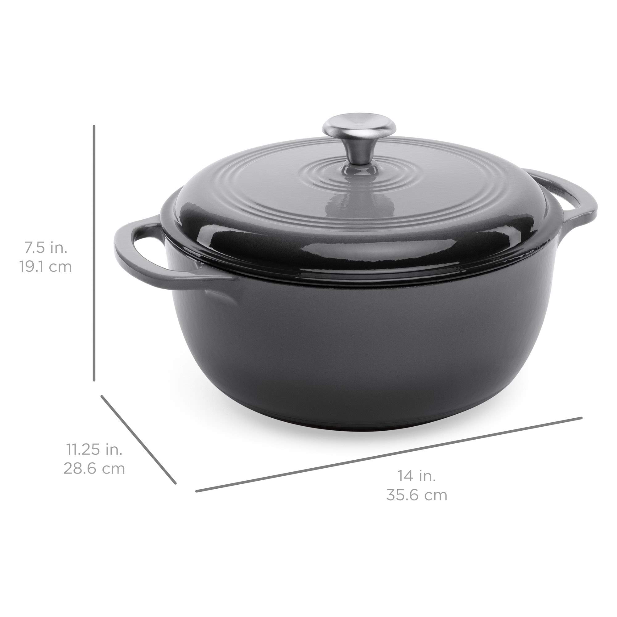 Best Choice Products 6 Quart Enamel Cast-Iron Round Dutch Oven, Family Style Heavy-Duty Pre-Seasoned Cookware for Home, Kitchen, Dining Room, Oven Safe w/Lid, Dual Handles - Gray