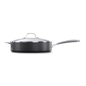 calphalon classic hard-anodized nonstick cookware, 5-quart saute pan with lid