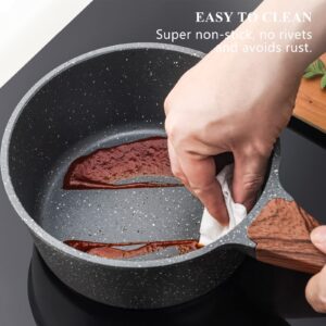 SENSARTE Nonstick Sauce Pan with Lid, 1.5QT Small Pot with Swiss Granite Coating, Stay-cool Handle, Multipurpose Handy Small Saucepan, Induction Capable, PFOA Free